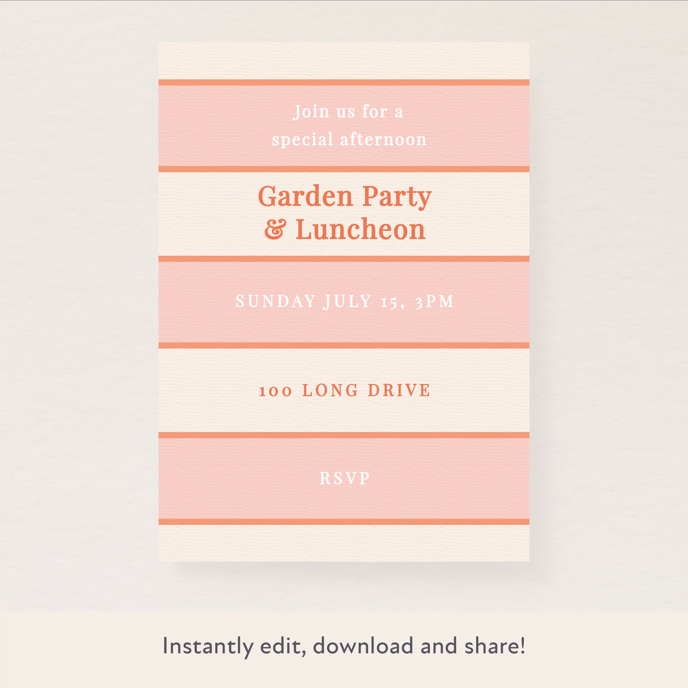 Pink Cabana Striped Invitations – Meri Meri