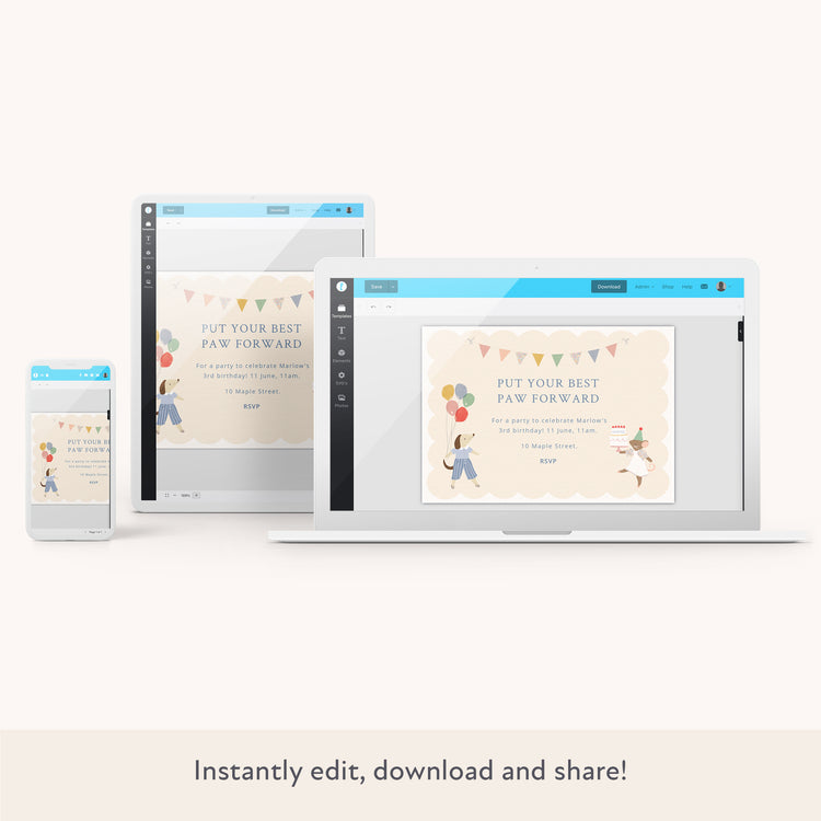 Animal Friends Download & Print Invitation – Meri Meri