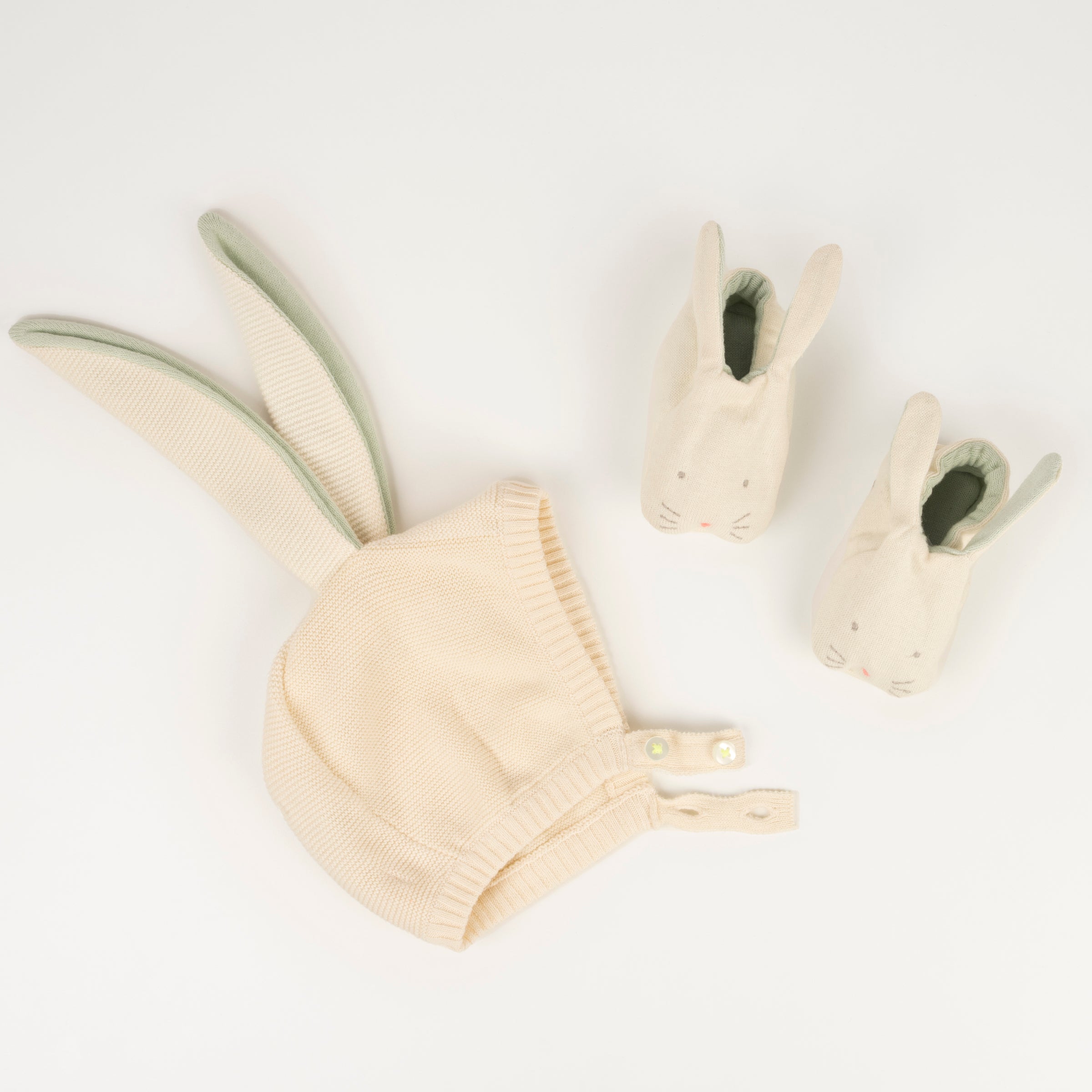 Mint Bunny Bonnet & Booties Set – Meri Meri